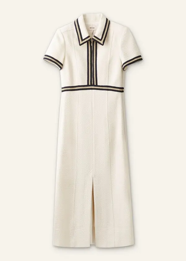 ME+EM Textured Fit And Flare Midi Dress