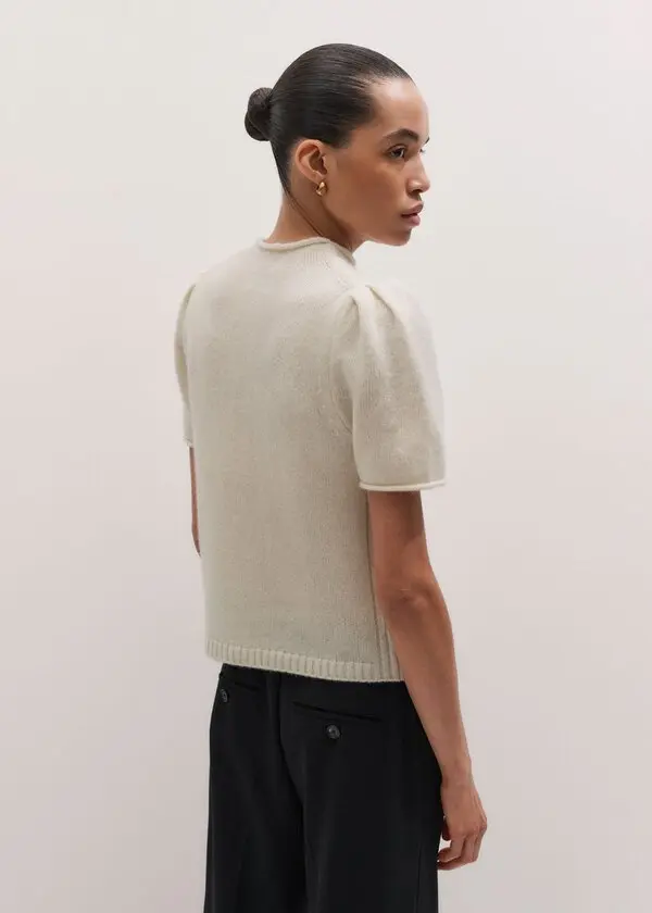 ME+EM Merino Cashmere Silk Pouf Sleeve Knit Tee