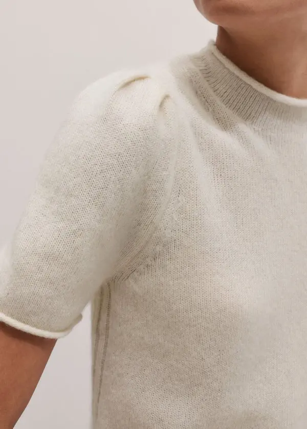 ME+EM Merino Cashmere Silk Pouf Sleeve Knit Tee