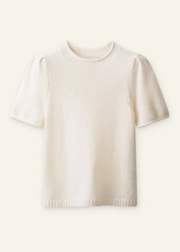 ME+EM Merino Cashmere Silk Pouf Sleeve Knit Tee