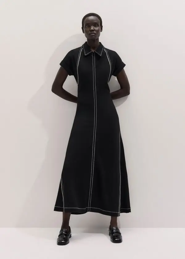 ME+EM Stitch Detail Fit And Flare Midi Dress