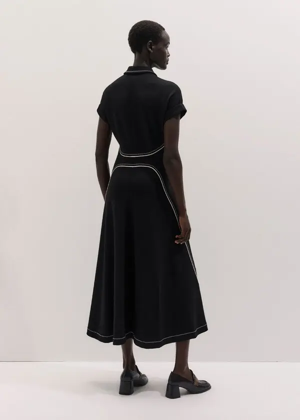 ME+EM Stitch Detail Fit And Flare Midi Dress