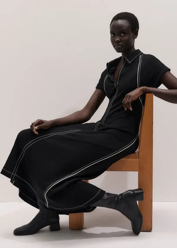 ME+EM Stitch Detail Fit And Flare Midi Dress