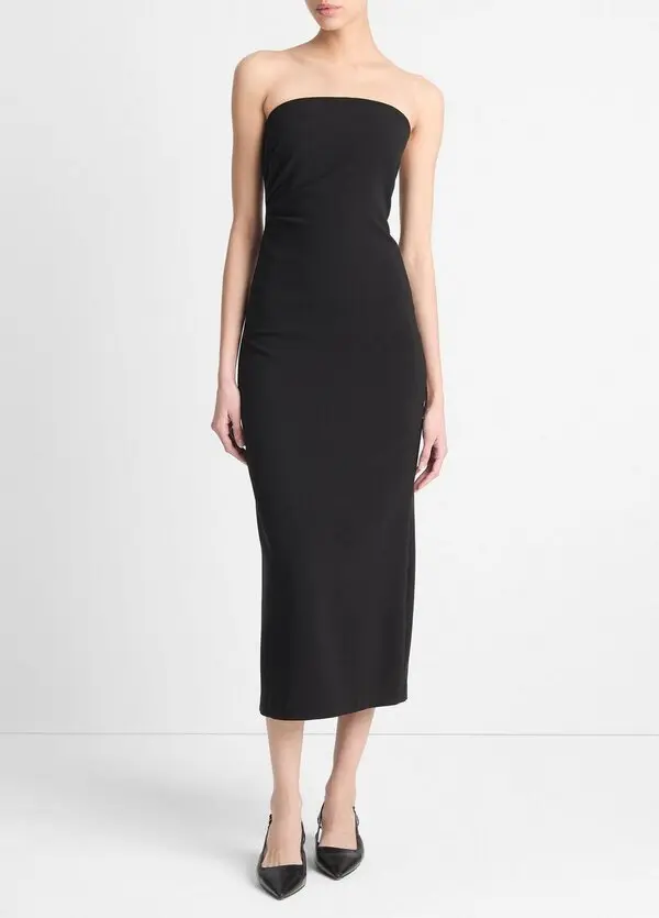 Vince Strapless Draped Midi Dress - Black