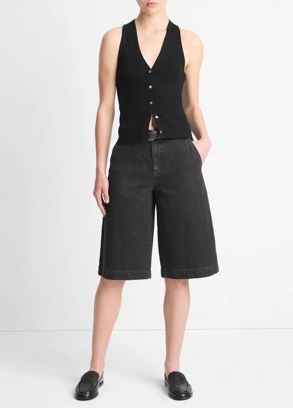 Vince Cotton Mid-rise Longline Short