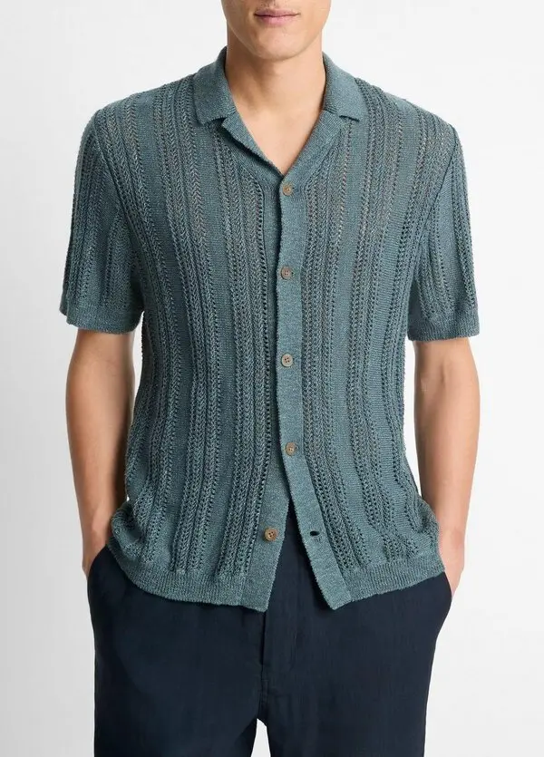 Vince Cotton & Linen-blend Crochet Cabana Shirt
