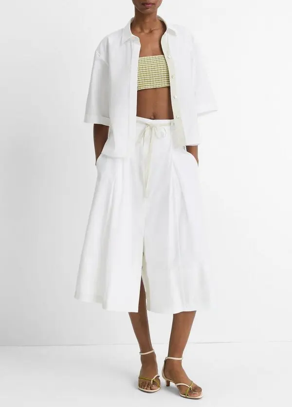 Vince Cotton Poplin Skirt With Canvas Tape Accents