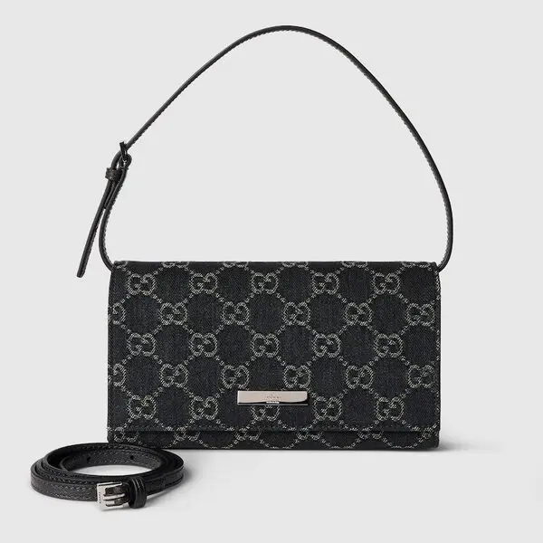 Gucci Small Pouch With Strap And Plaque Fabric