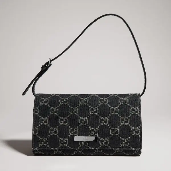 Gucci Small Pouch With Strap And Plaque Fabric