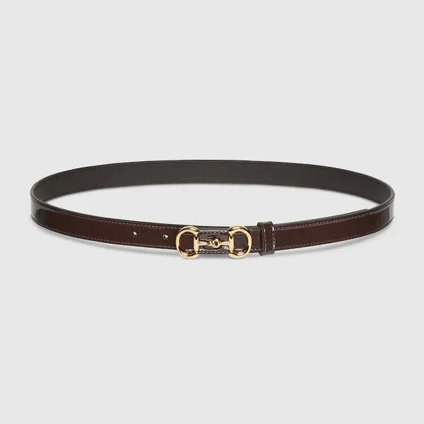 Gucci Thin Belt With Horsebit Buckle Leather