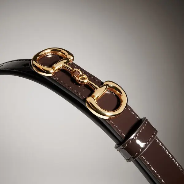 Gucci Thin Belt With Horsebit Buckle Leather