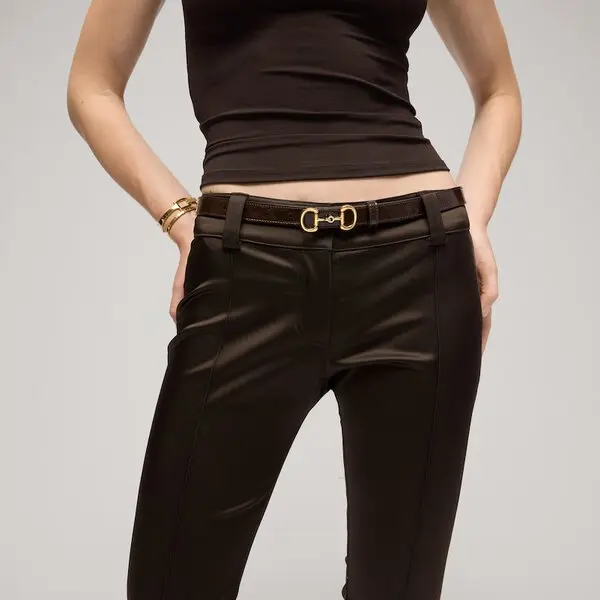 Gucci Thin Leather Belt With Horsebit Buckle