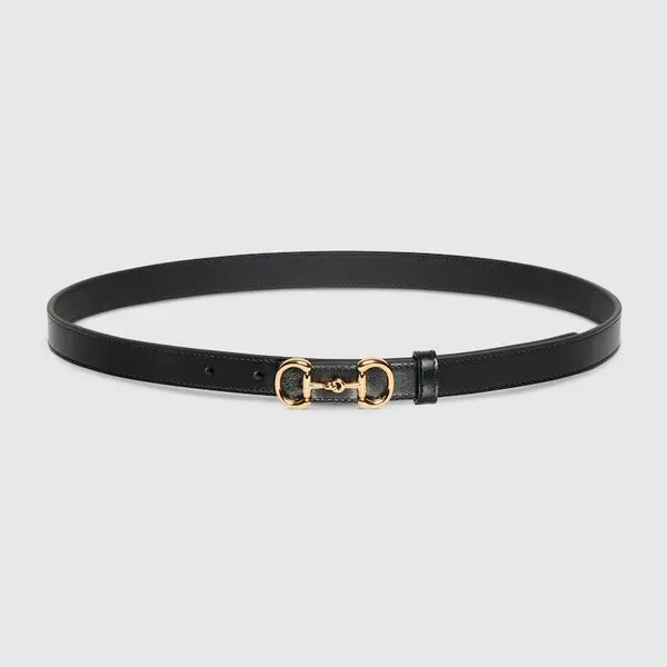 Gucci Thin Leather Belt With Horsebit Buckle
