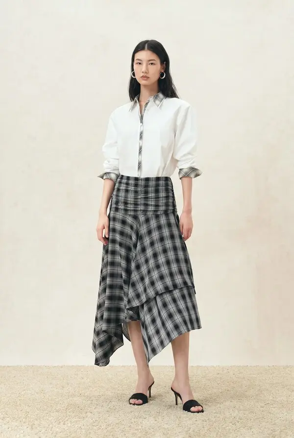Fabrique Riley Plaid Embroidery Oversized Shirt In Cotton Poplin