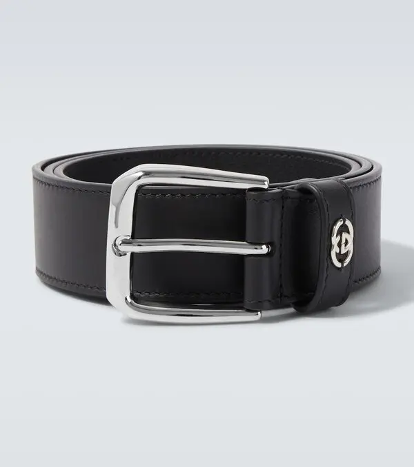 Gucci Gg Monogram Leather Belt - Black