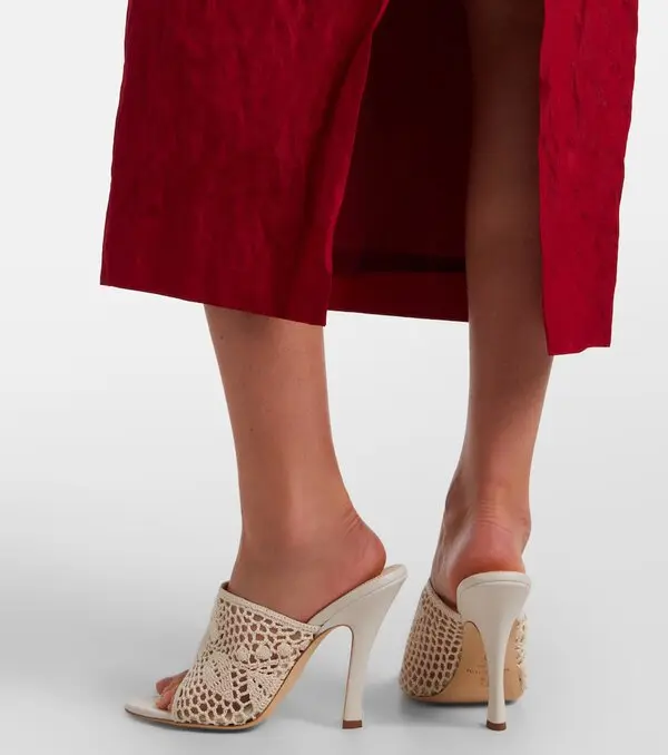 Magda Butrym Crochet Square Toe High Heel Mules - White