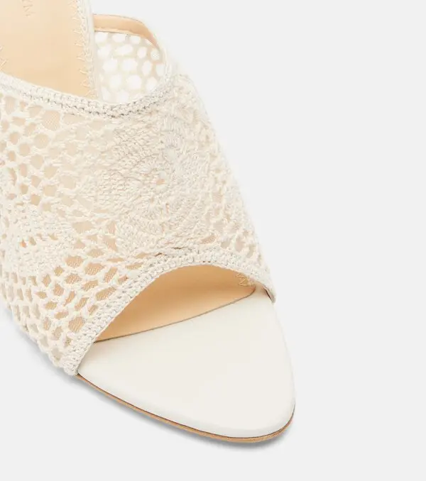 Magda Butrym Crochet Square Toe High Heel Mules - White
