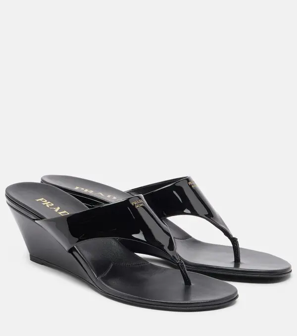 Prada Patent Leather Thong Sandals