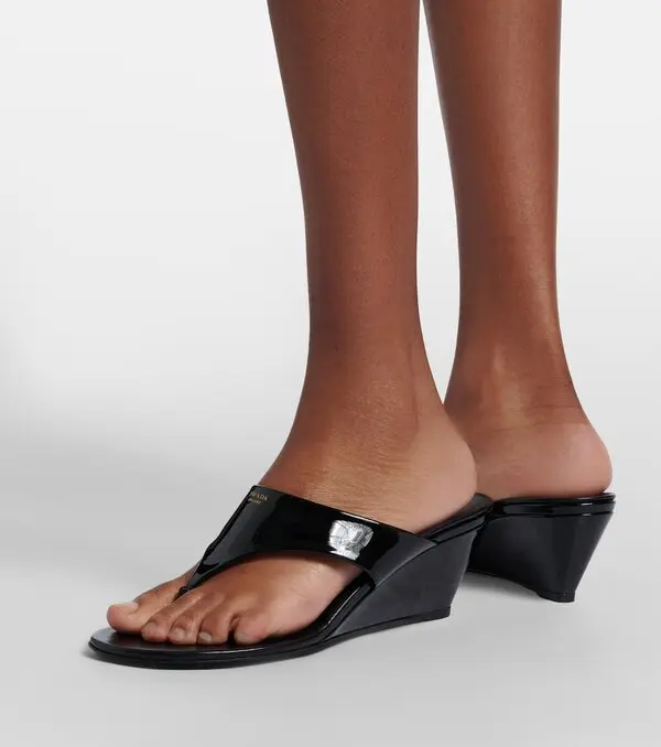 Prada Patent Leather Thong Sandals