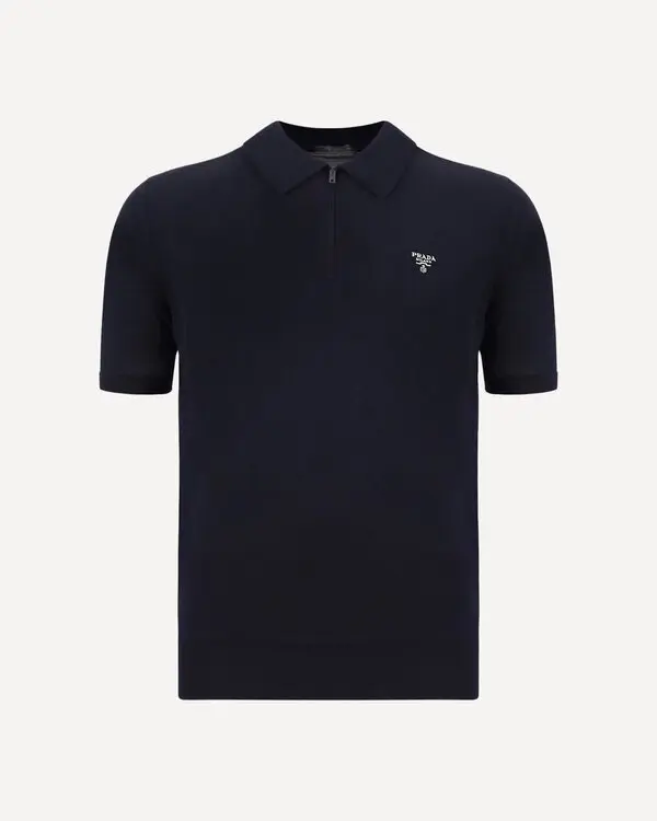 Prada Virgin Wool Polo Shirt - Black