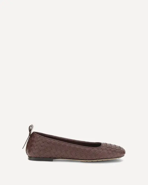 Bottega Veneta Charlotte Ballerinas In Intrecciato Leather - Brown