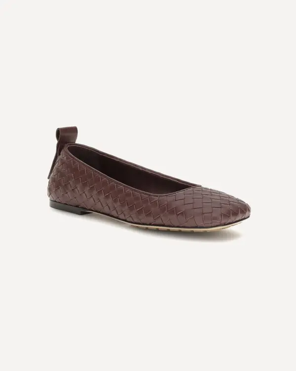 Bottega Veneta Charlotte Ballerinas In Intrecciato Leather - Brown