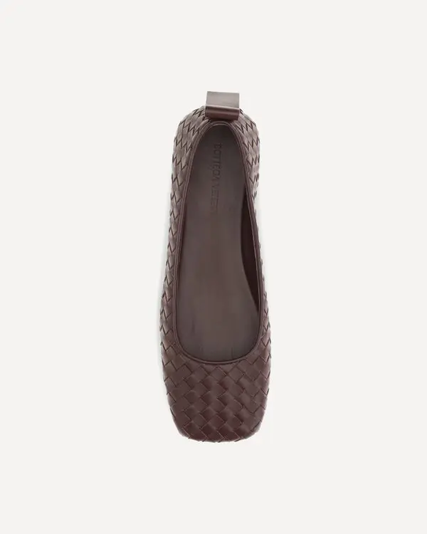 Bottega Veneta Charlotte Ballerinas In Intrecciato Leather - Brown