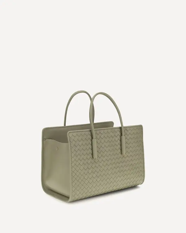 Bottega Veneta Barbara Woven Leather Tote Bag - Green