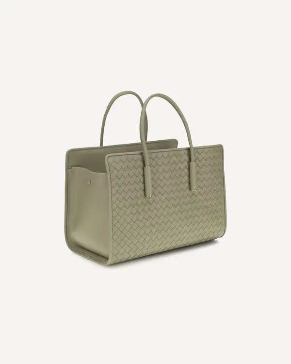 Bottega Veneta Barbara Woven Leather Tote Bag - Green