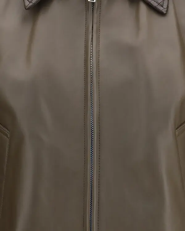 Bottega Veneta Glossy Leather Bomber Jacket