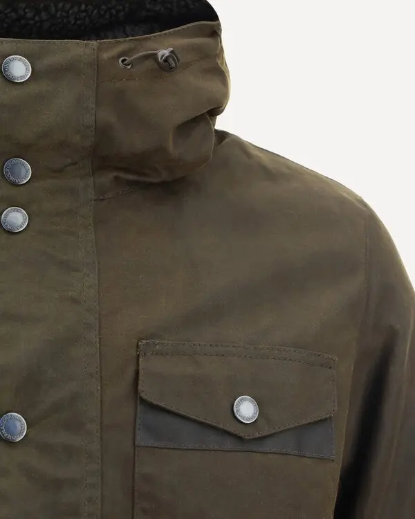 Barbour Hooded Jacket With Chest Pocket And Snap Button Closure