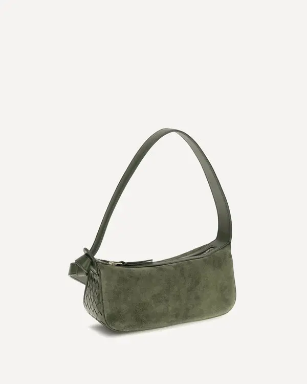 Bottega Veneta Nodo Shoulder Bag In Suede And Nappa Leather - Green