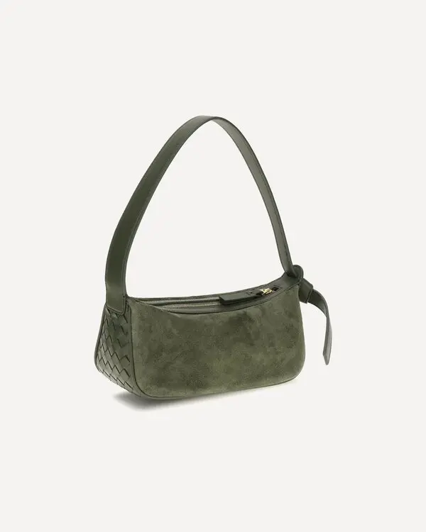 Bottega Veneta Nodo Shoulder Bag In Suede And Nappa Leather - Green