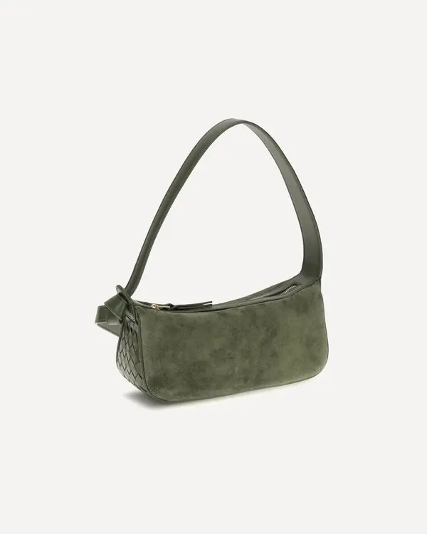 Bottega Veneta Nodo Shoulder Bag In Suede And Nappa Leather - Green
