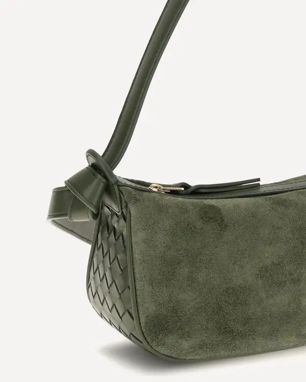 Bottega Veneta Nodo Shoulder Bag In Suede And Nappa Leather - Green