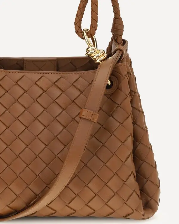 Bottega Veneta Intrecciato Shoulder Bag - Brown