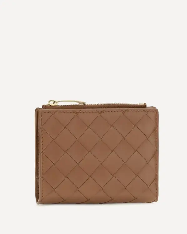 Bottega Veneta Lambskin Intrecciato Wallet - Brown