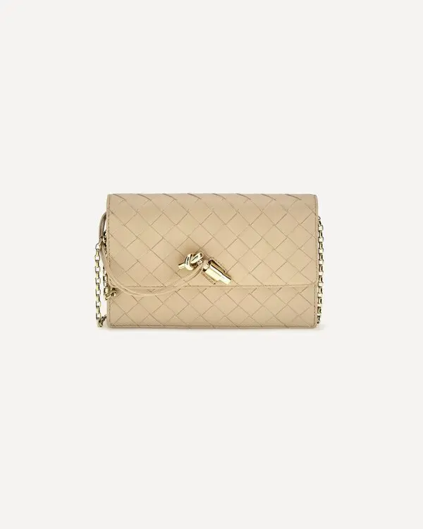 Bottega Veneta Andiamo Pouch On Chain - Beige