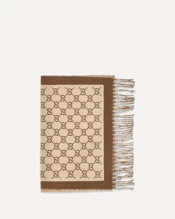 Gucci Gg All-over Wool Scarf - Beige
