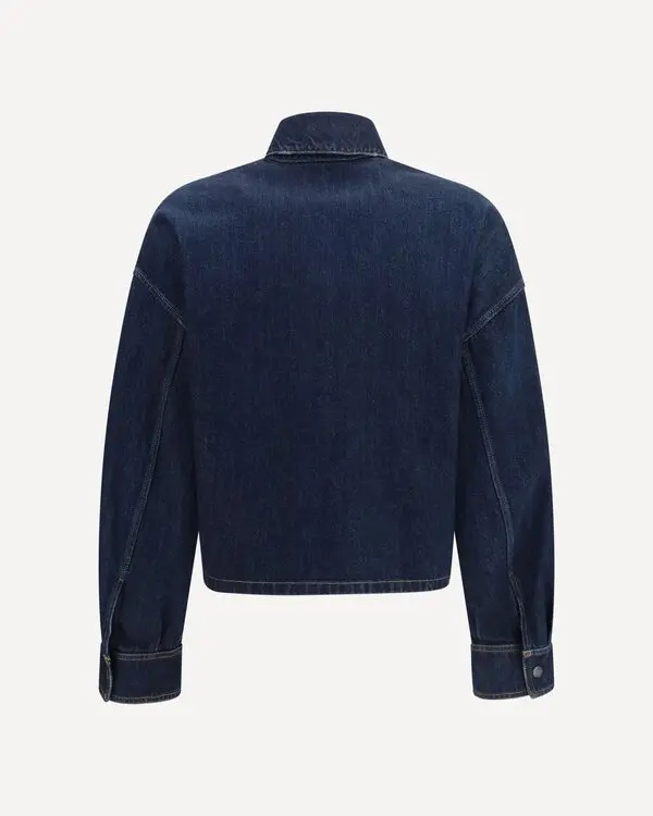 Prada Denim Shirt With Logo Plaque