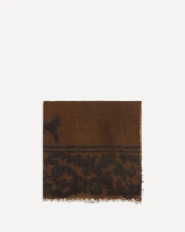 MIRROR IN THE SKY Soufflé Cashmere Scarf With Baroque Motif - Brown