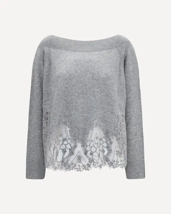 Ermanno Scervino Boat Neck Lace Trim Sweater