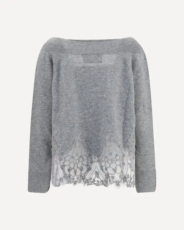Ermanno Scervino Boat Neck Lace Trim Sweater