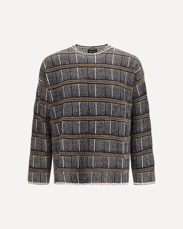 Giorgio Armani Oversized Ribbed Sweater In Silk And Virgin Wool Blend