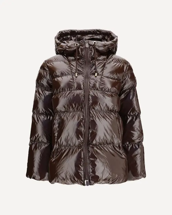 Pinko Hooded Eleodoro Down Jacket - Brown
