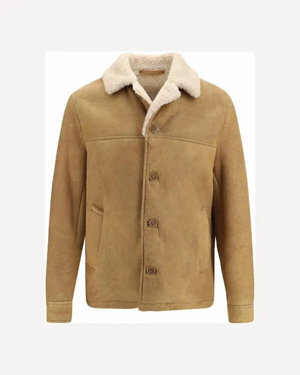 SALVATORE SANTORO Sheepskin Leather Jacket With Fur Lining - Brown