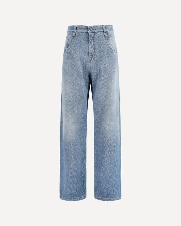Ermanno Scervino Baggy Jeans In Pure Cotton With Resca Pattern