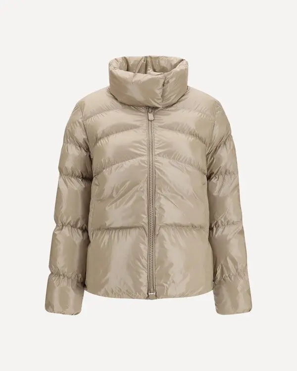 Pinko Quilted Puffer Jacket With Funnel Neck - Beige