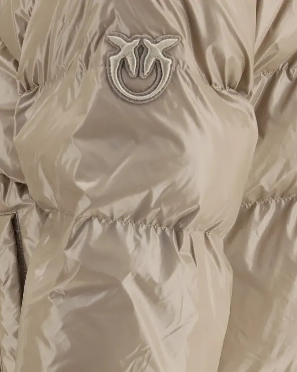 Pinko Quilted Puffer Jacket With Funnel Neck - Beige