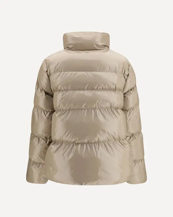 Pinko Quilted Puffer Jacket With Funnel Neck - Beige